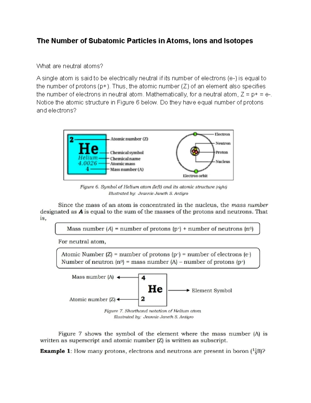Neutral Atoms - Notes - Bachelors of science in nursing - The Number of ...
