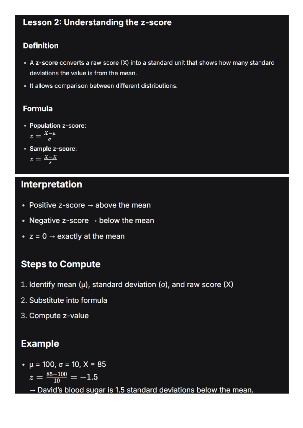 Stat 101: Lesson Notes on Z-Scores, Percentiles, and Sampling ...