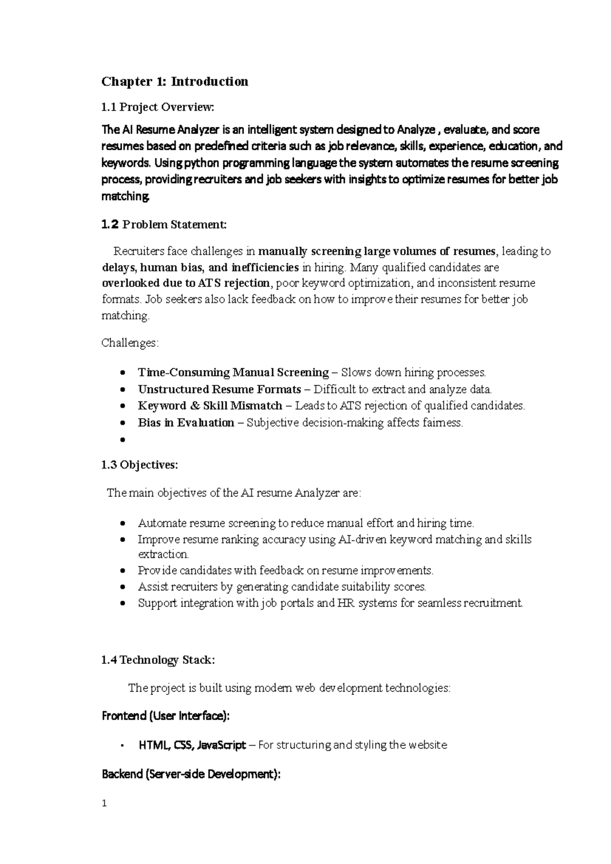 Final report: Capstone project on AI resume analyzer (CS101) - Studocu