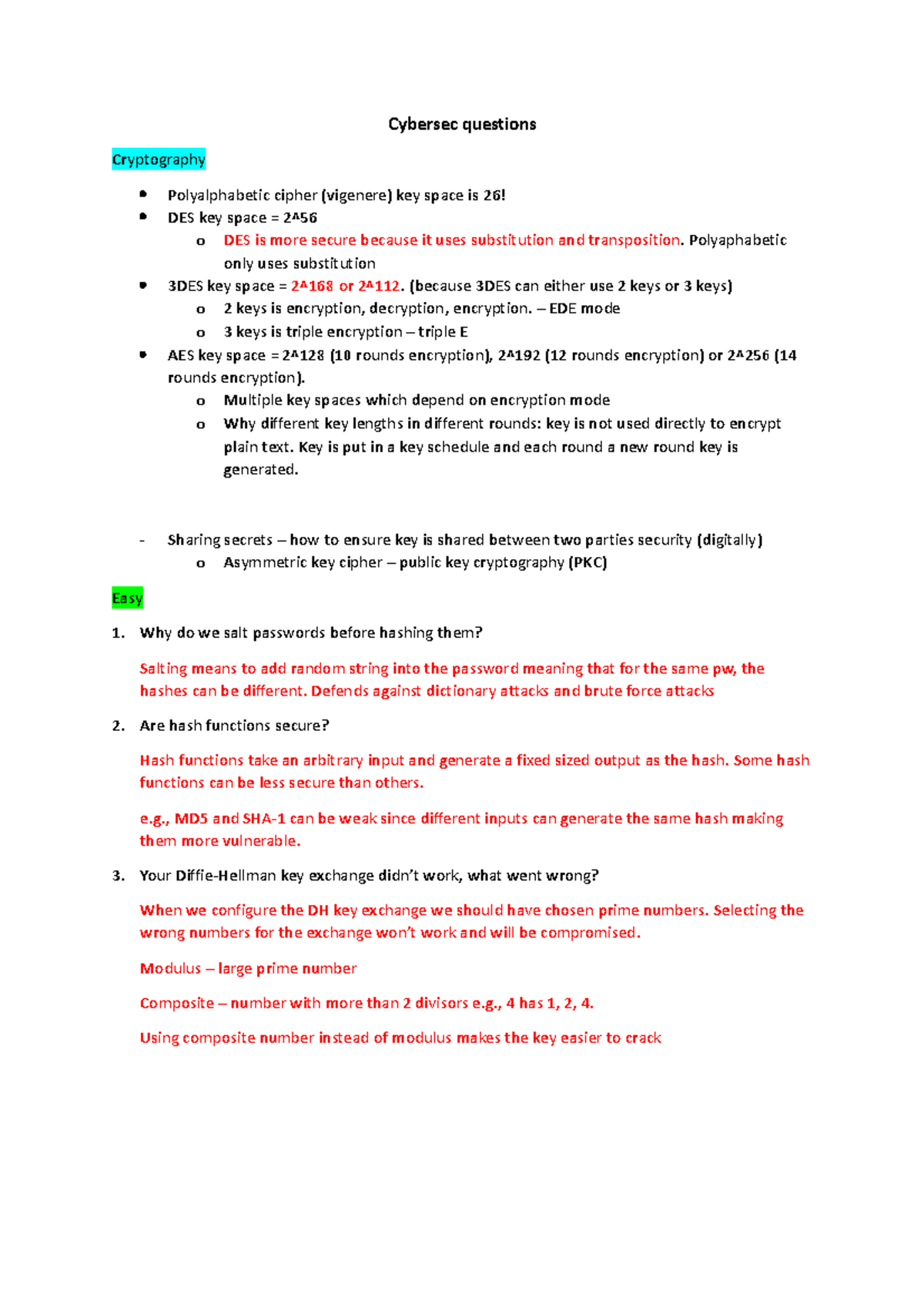 Cybersec Questions & Concepts Overview (CS101) - Studocu
