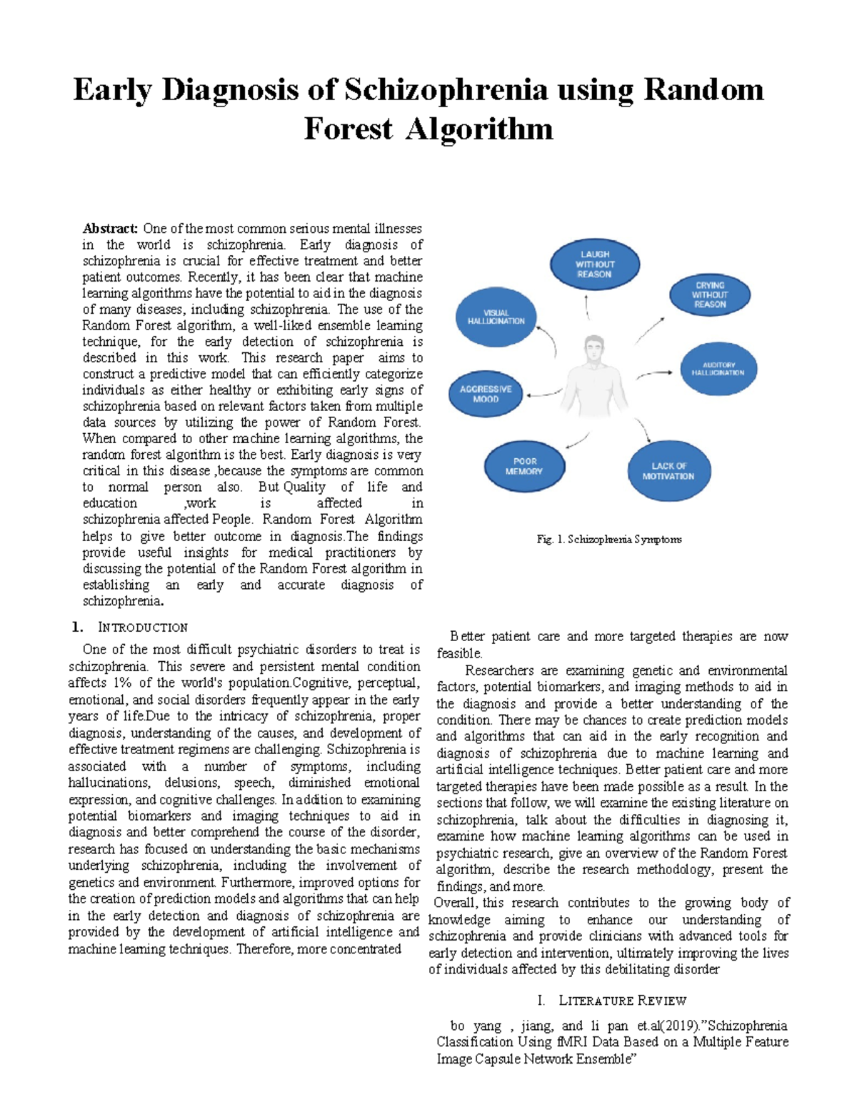 Early Diagnosis of Schizophrenia via Random Forest Algorithm: A Study ...