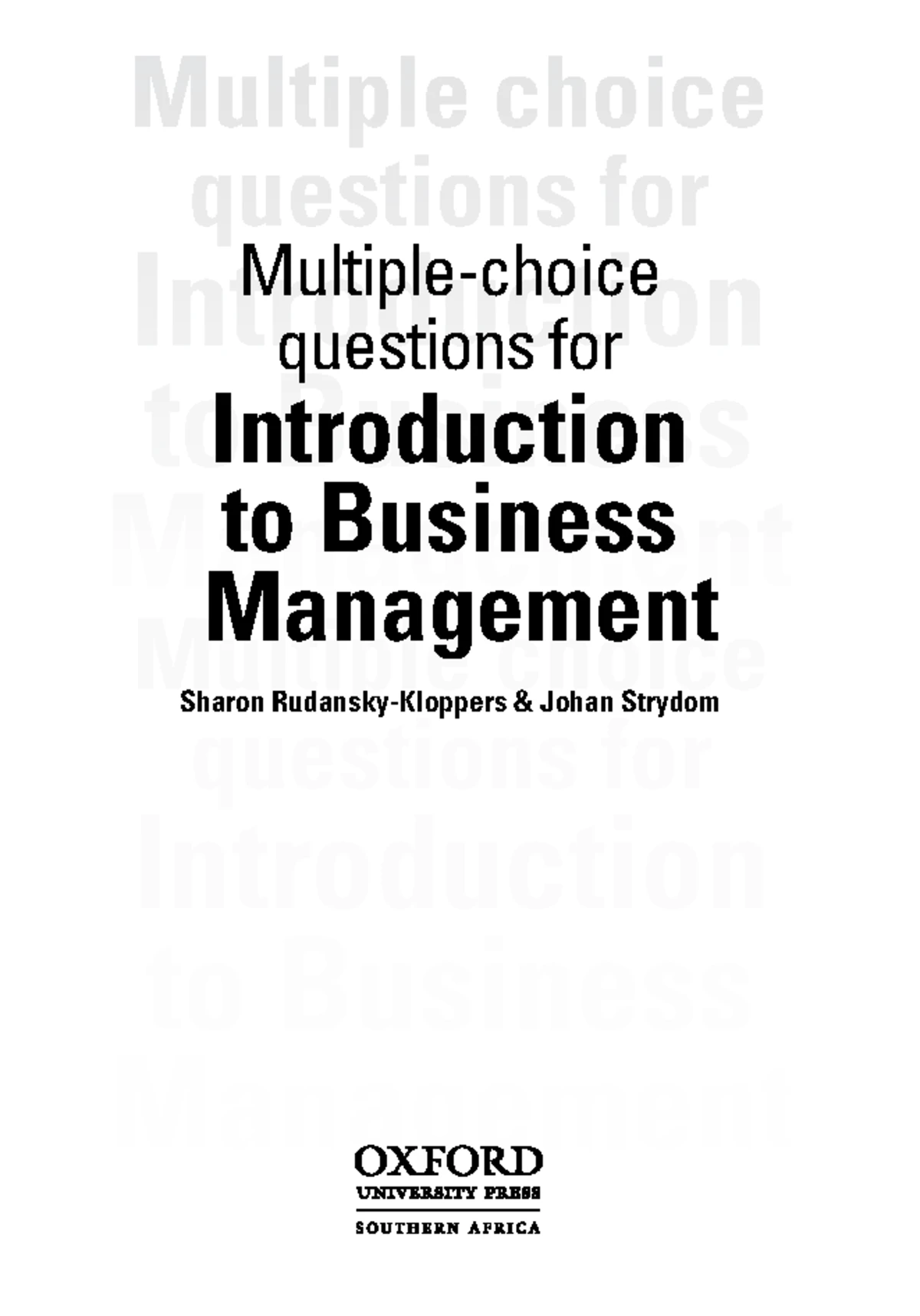 Multiple choice questions for introduction to business management ...
