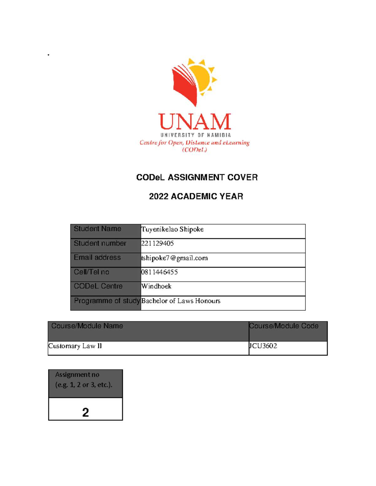 Customary Law II JCU3602: Assignment 2 - Role of Urban Development ...