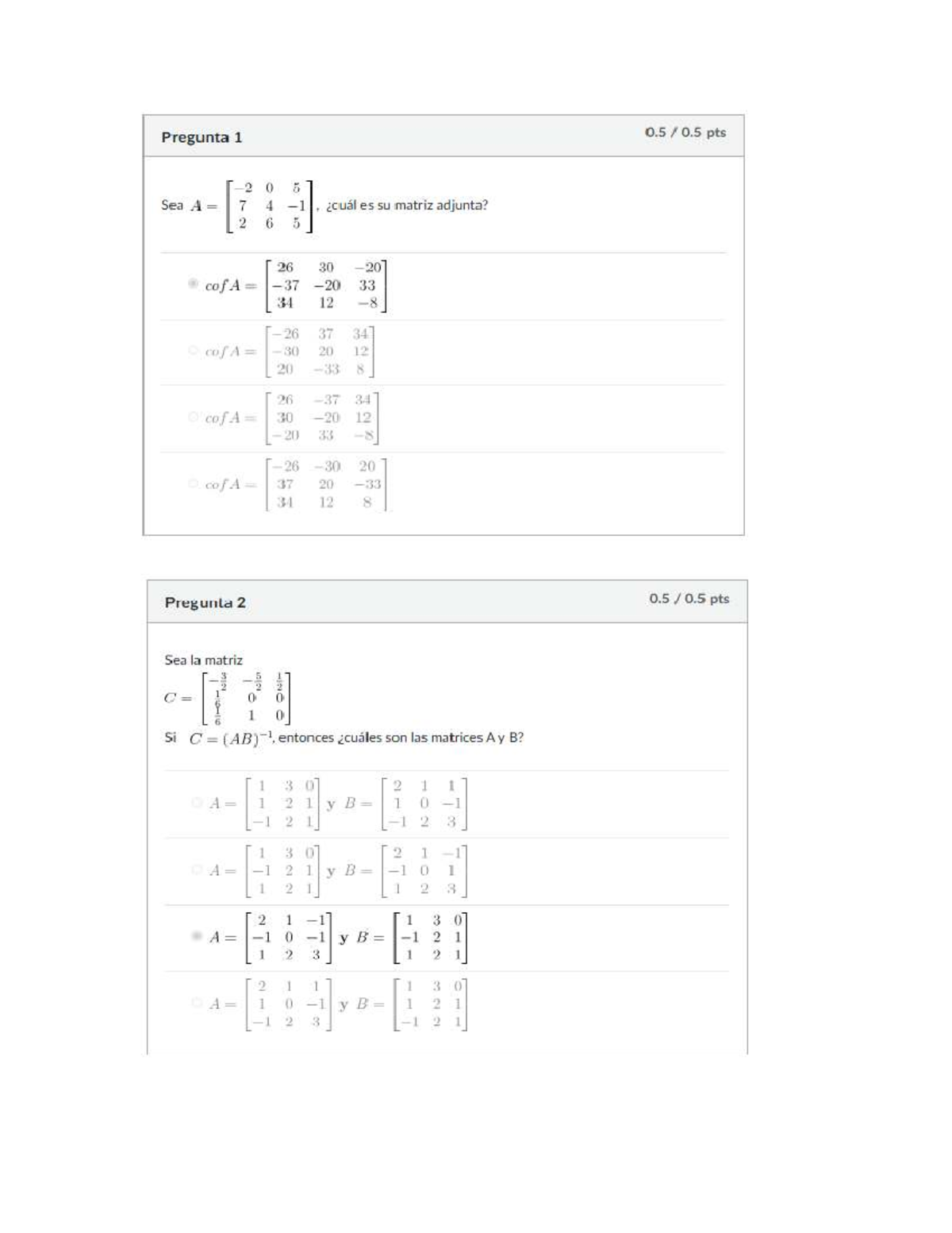 Evaluación 5: Matrices y Cofactores - Álgebra Lineal - Studocu