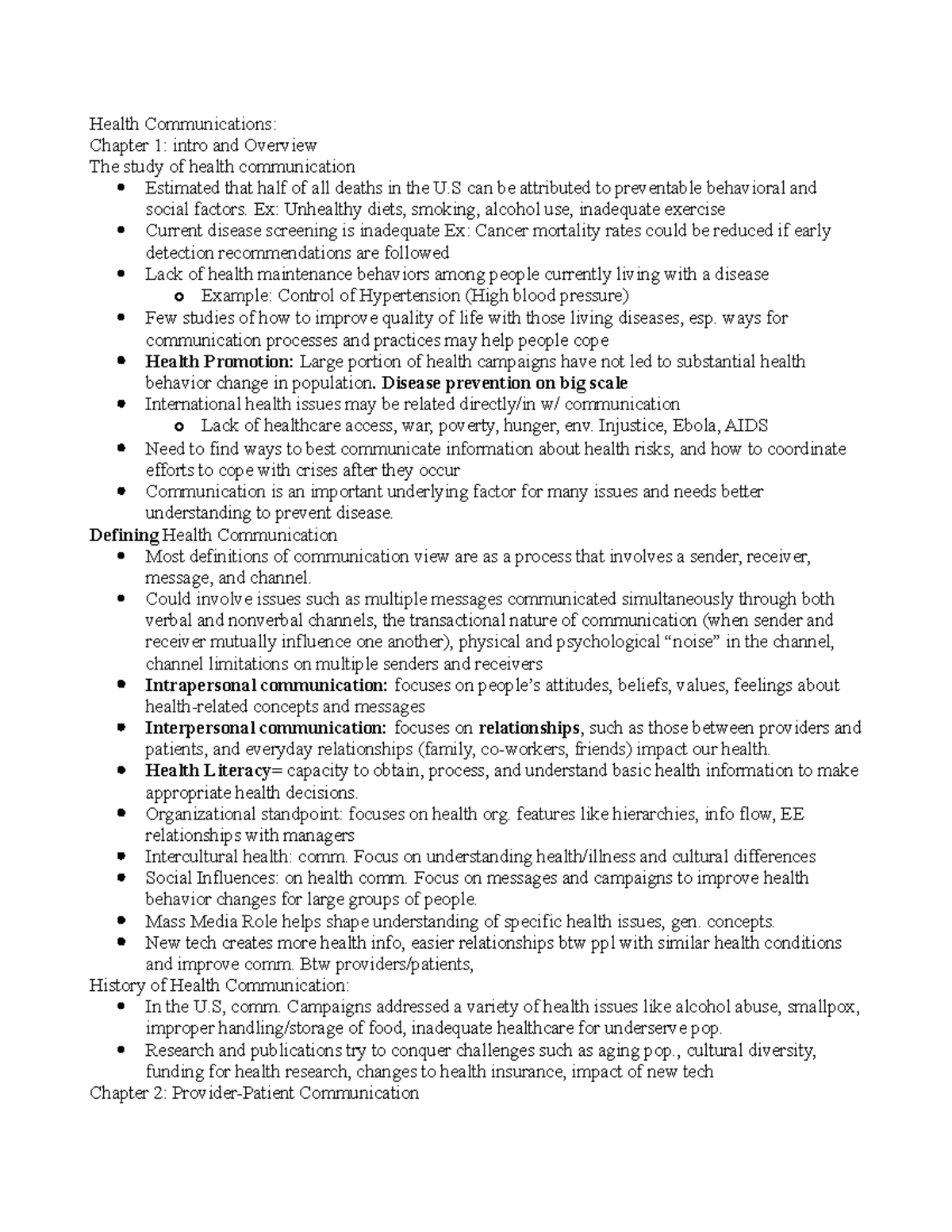 Health Communications HNSC 2187 EXAM 1 Study Guide: Chapters 1-4 ...