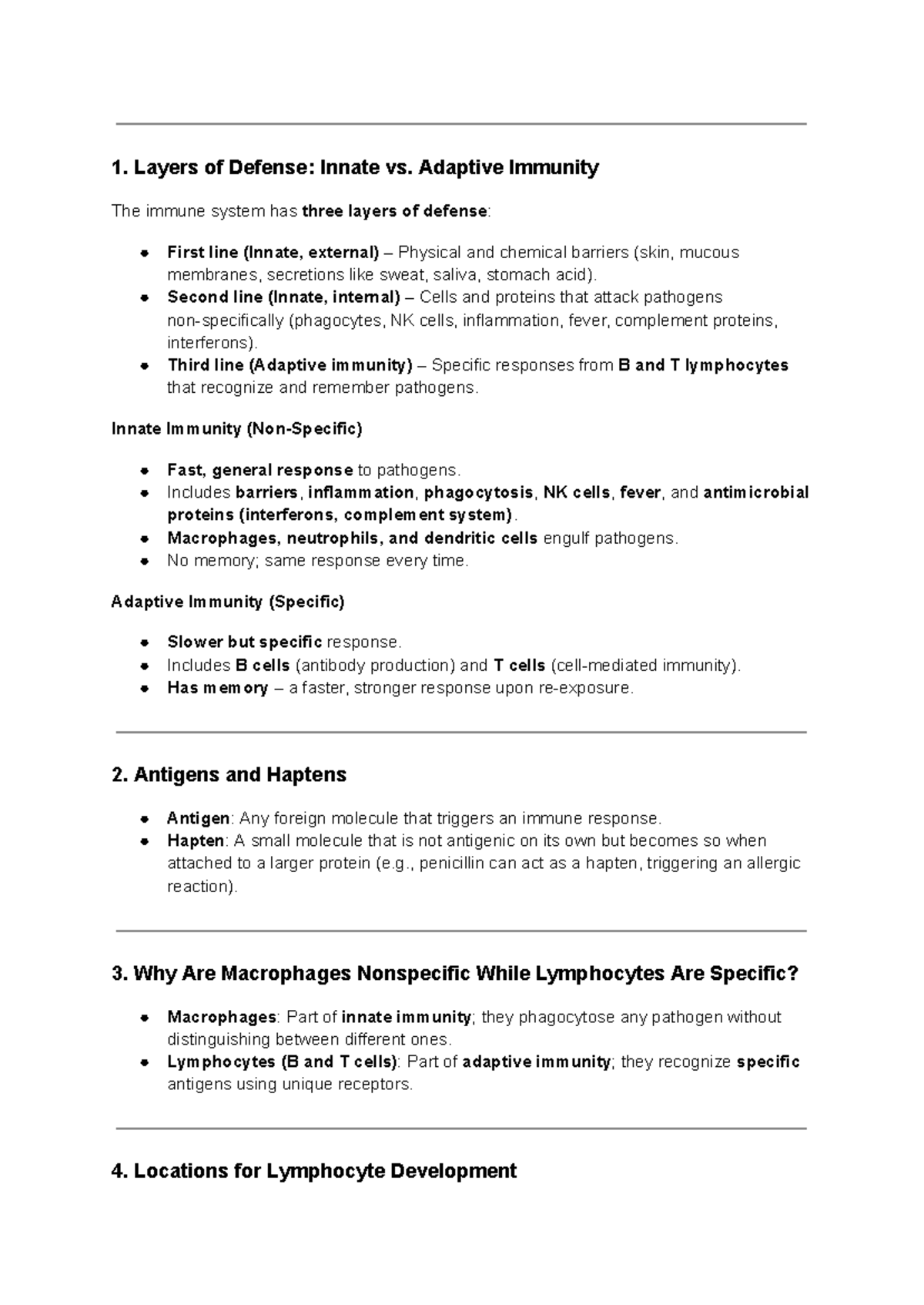 Chap 21 - Layers of Defense: Innate vs. Adaptive Immunity Study Guide ...