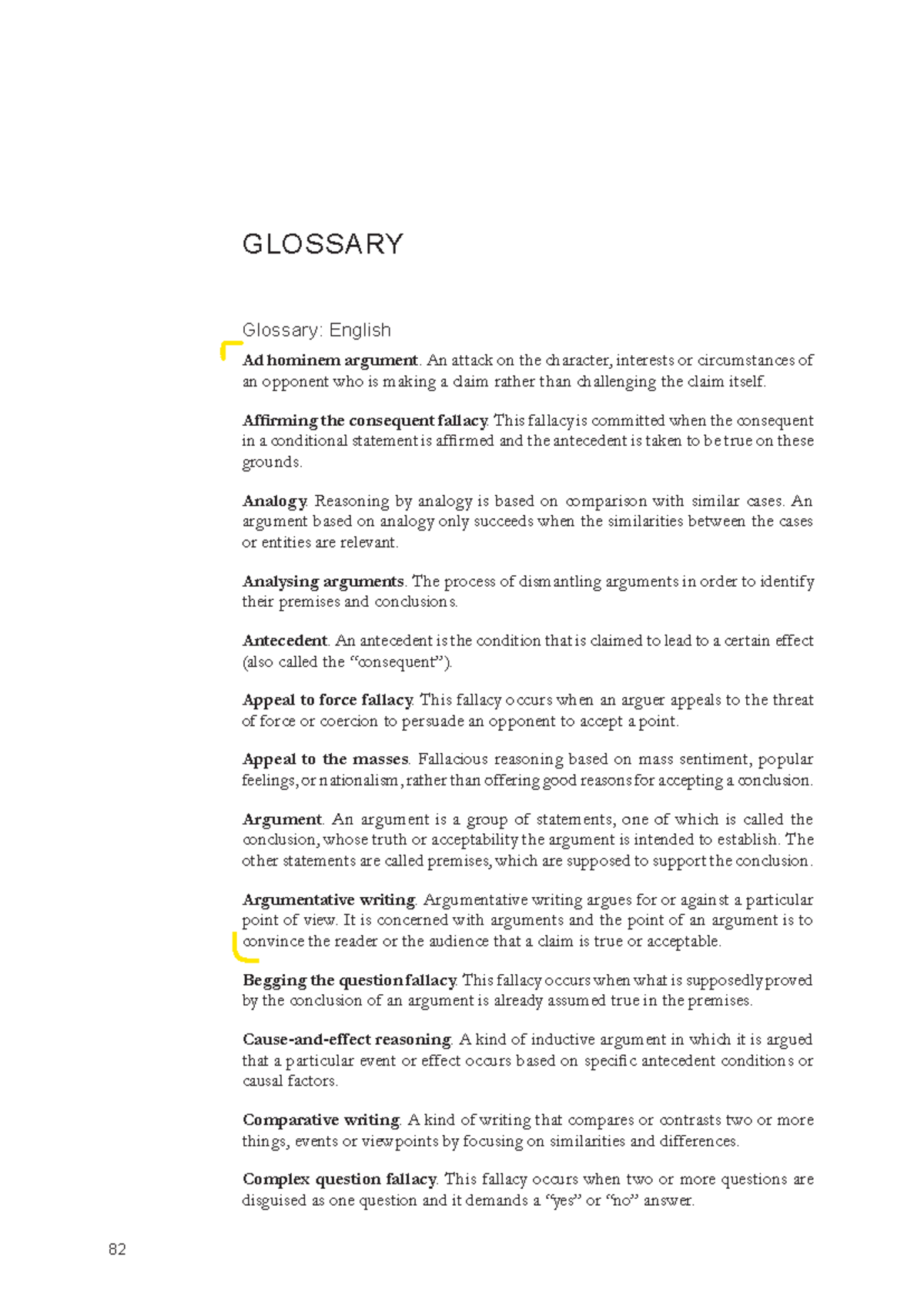 Critical Reasoning - Glossary of Key Terms and Fallacies - Studocu