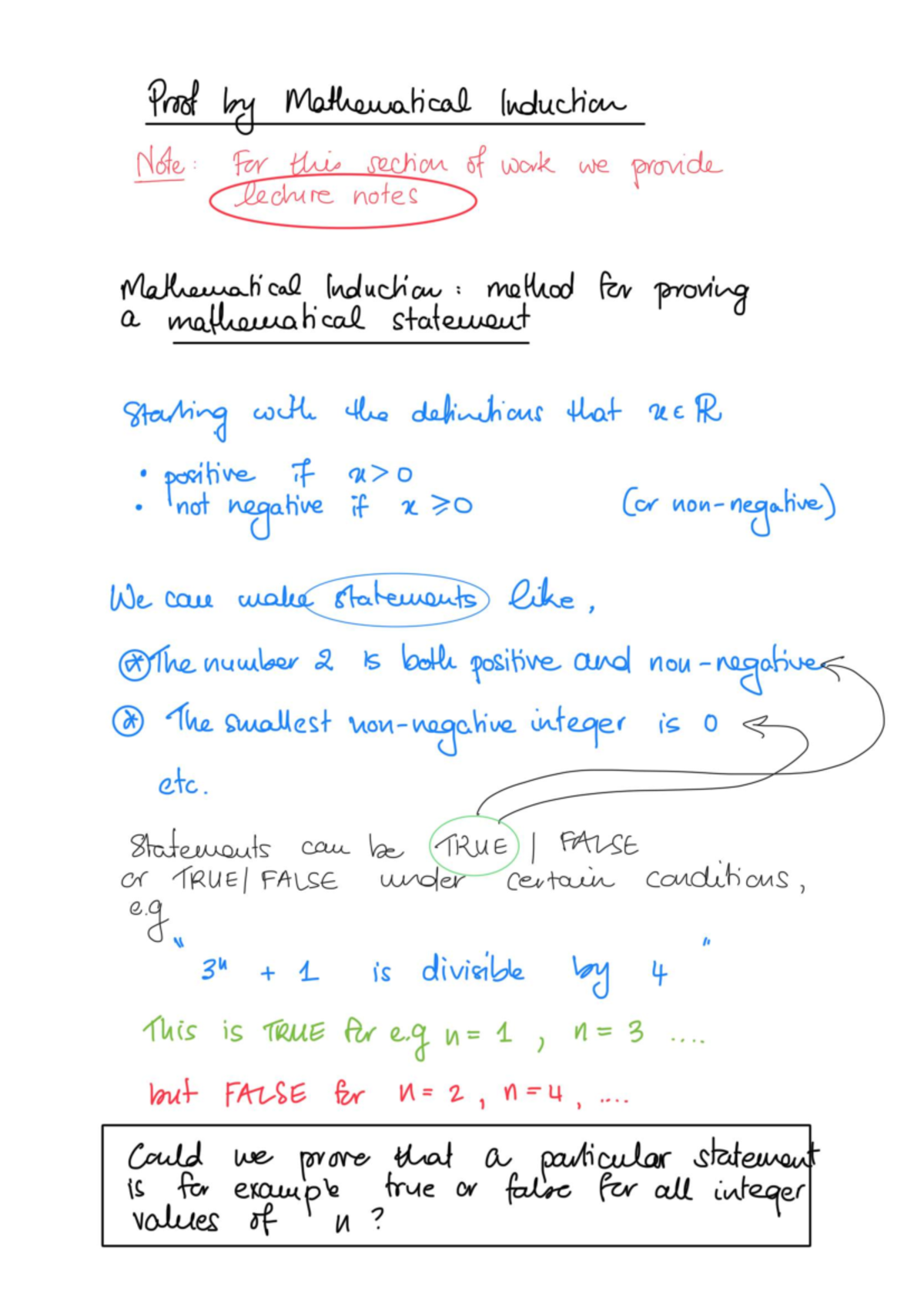 Proof by Mathematical Induction: L1 Notes and Examples - Studocu