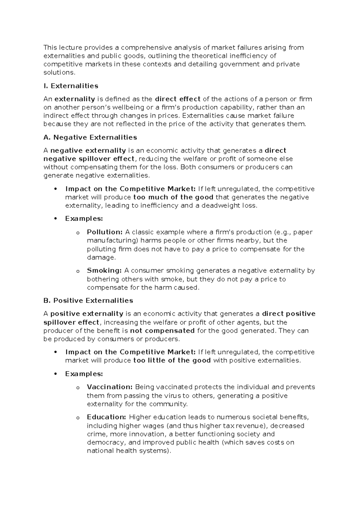 Lecture 10: Market Failures, Externalities & Public Goods Analysis ...