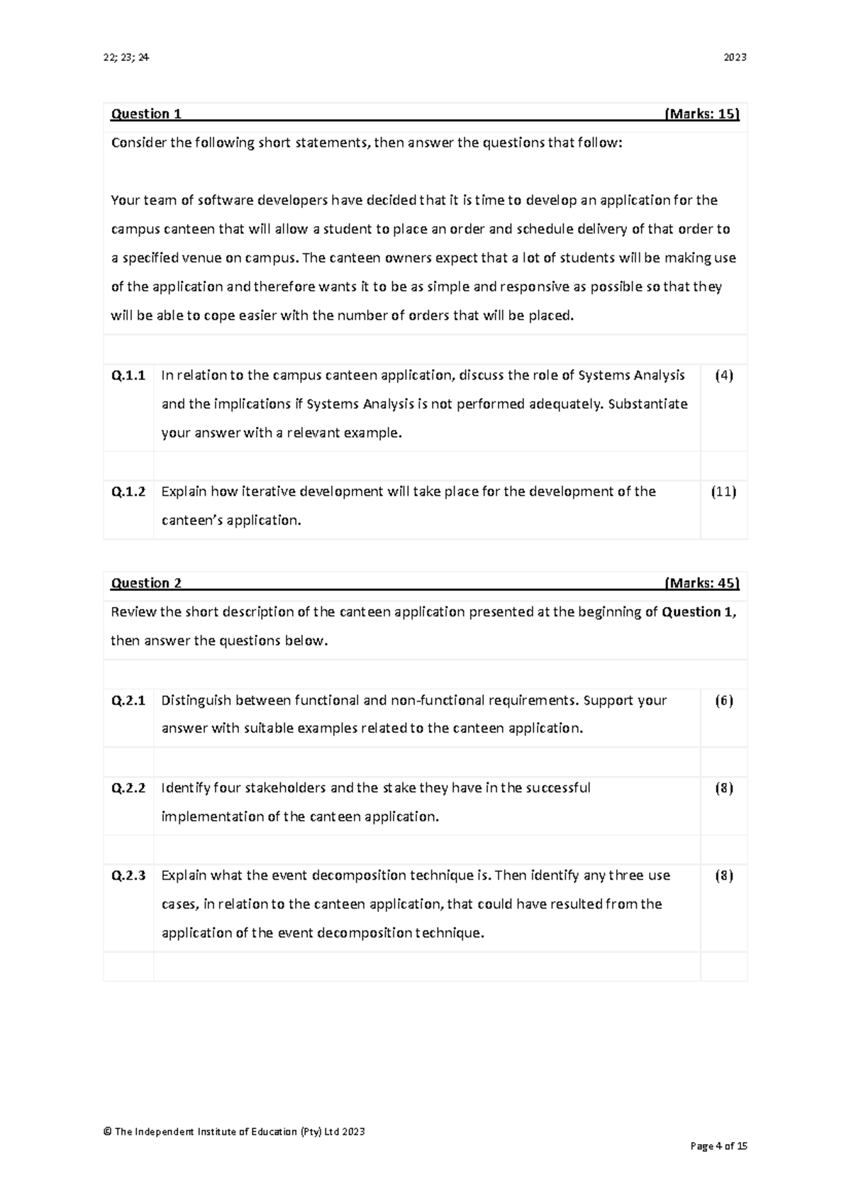 SAND6221 Final Exam Preparation: Canteen Application Development Concepts - Studocu
