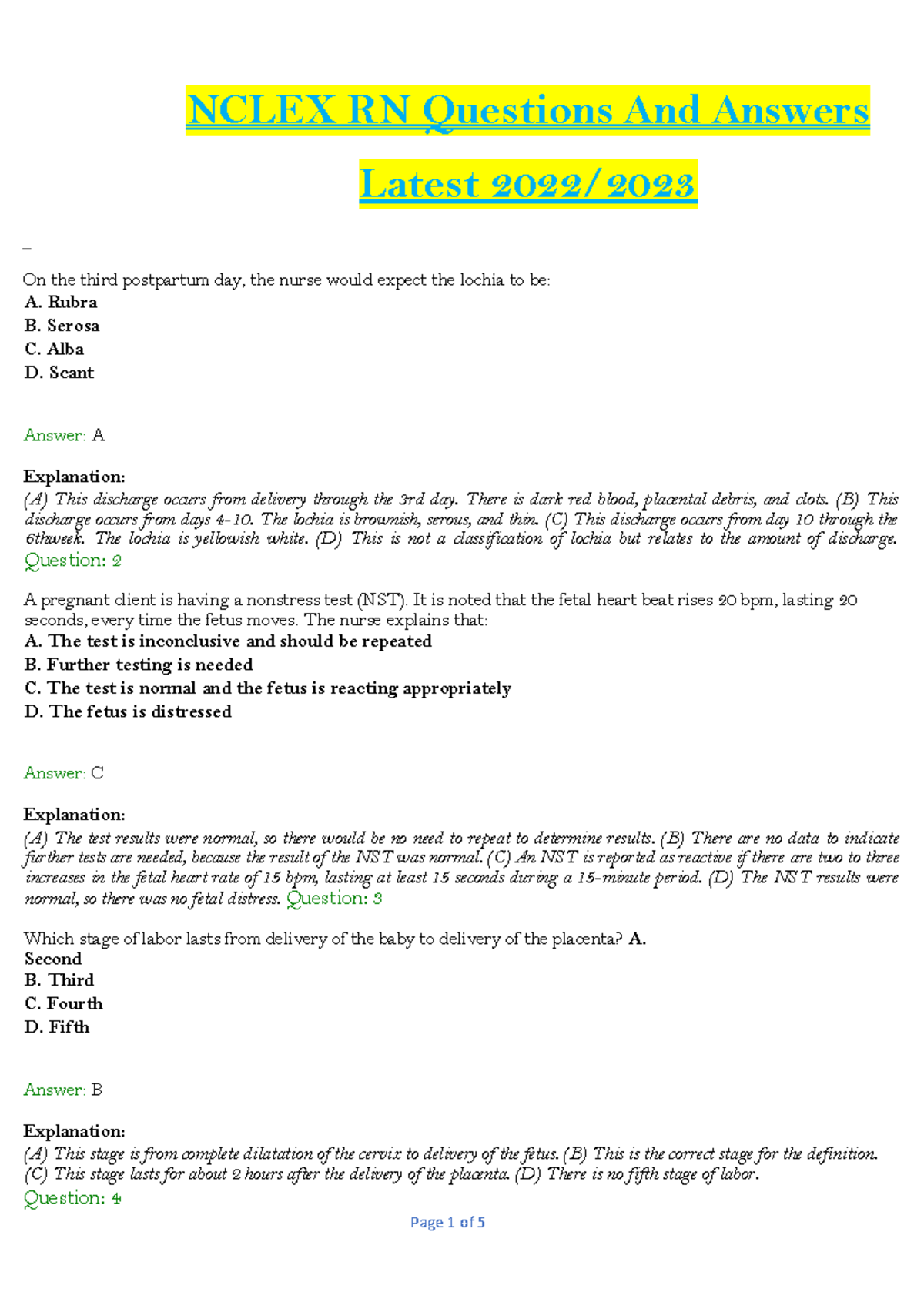 TEST BANK FOR Nclex RN (NEXT Generation Format) Latest Updated WITH ...