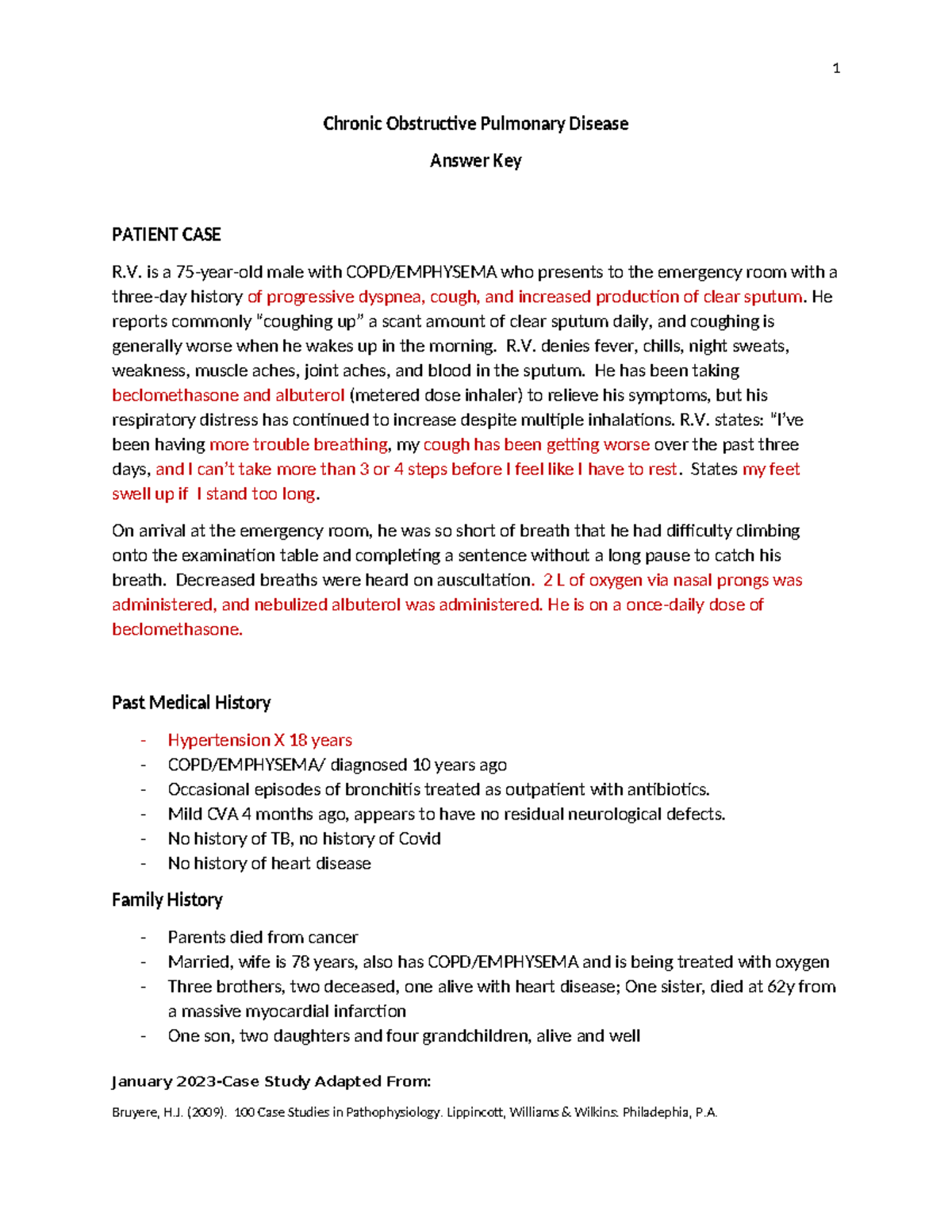 COPD Case Study Answer Key (1) for Posting - Feb 2023 - Studocu