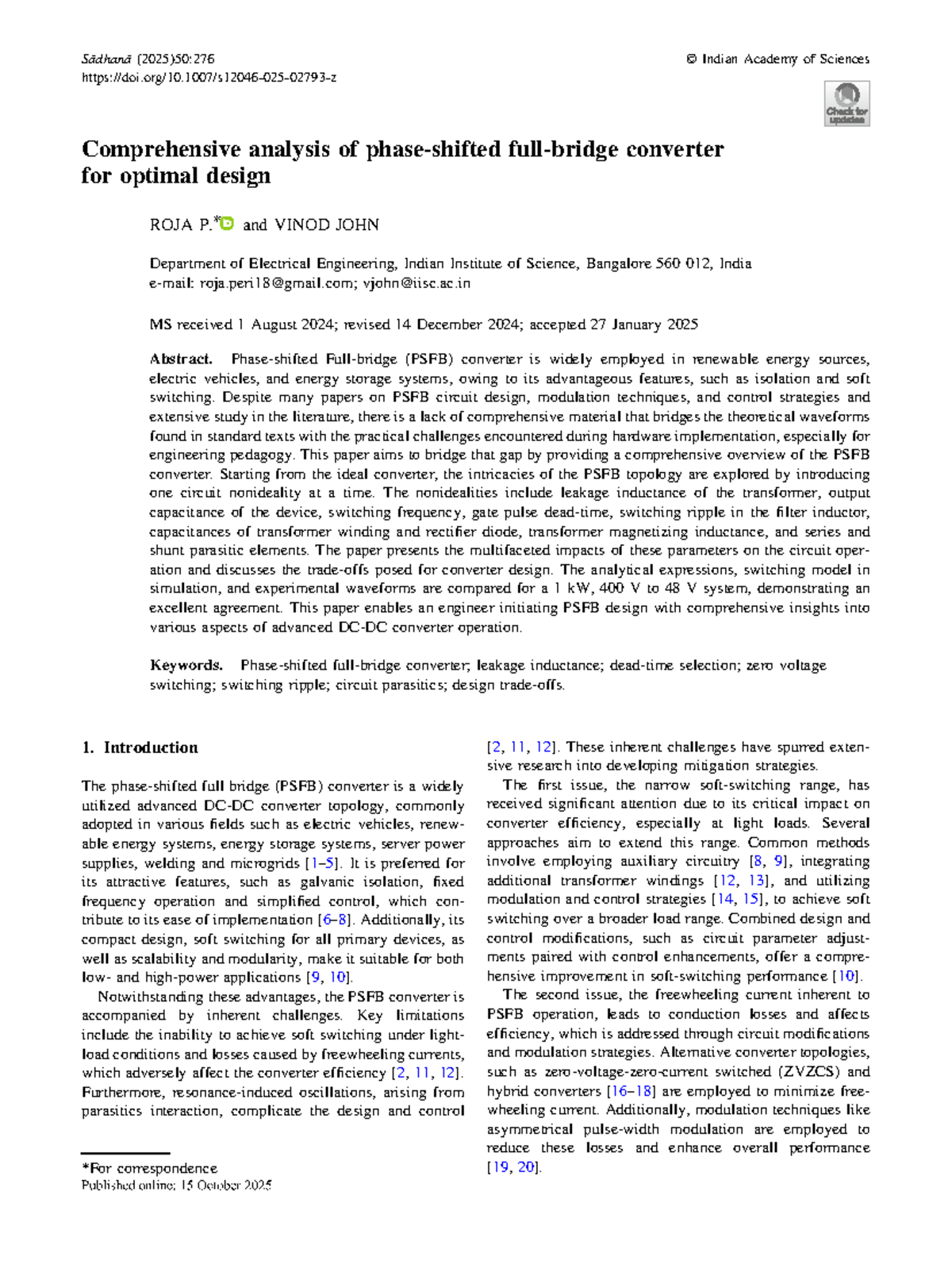 Comprehensive Analysis of PSFB Converter Design (EE 276) - Studocu