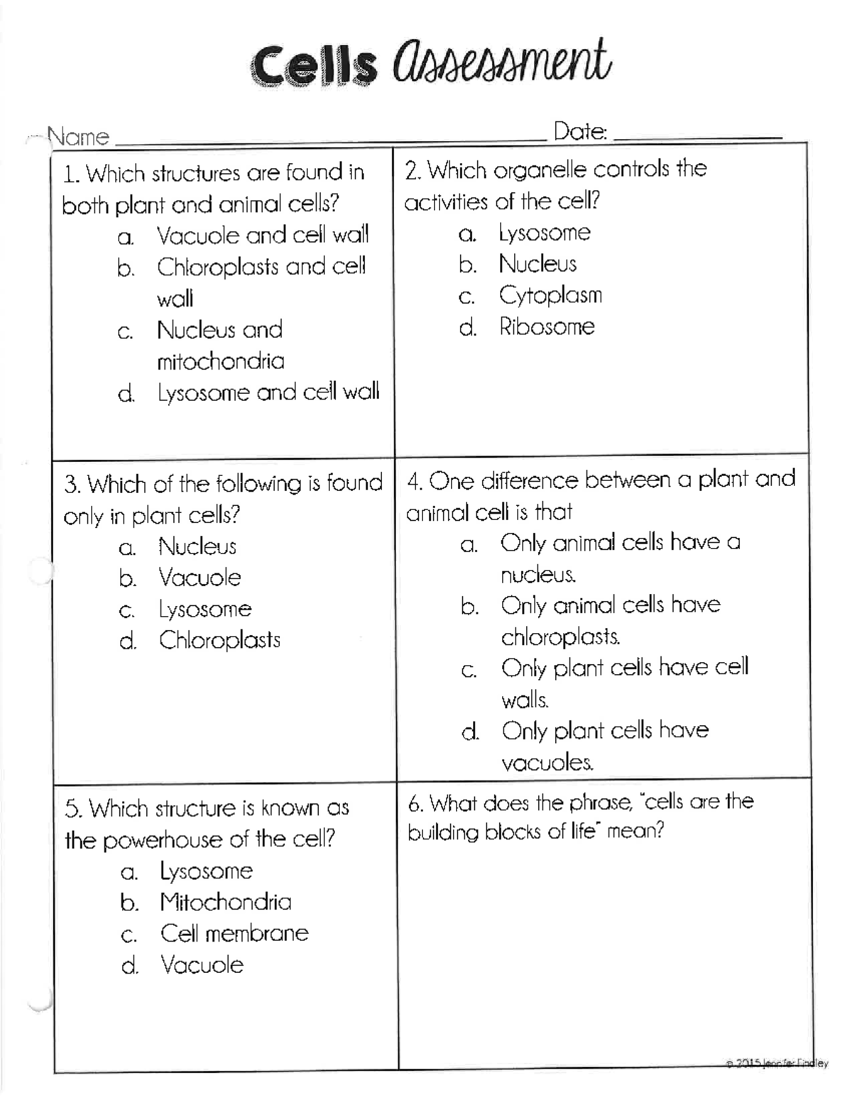 Cell Assessment - Quick review of cells. - Studocu