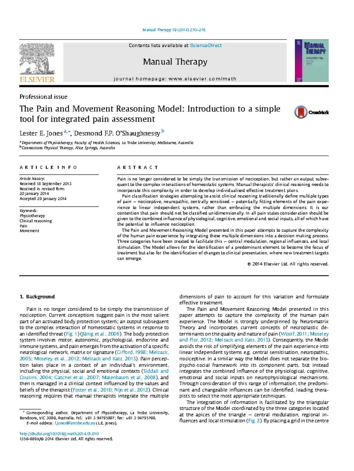 Pain and Movement Reasoning Model: A Comprehensive Guide (MTP 19) - Studocu