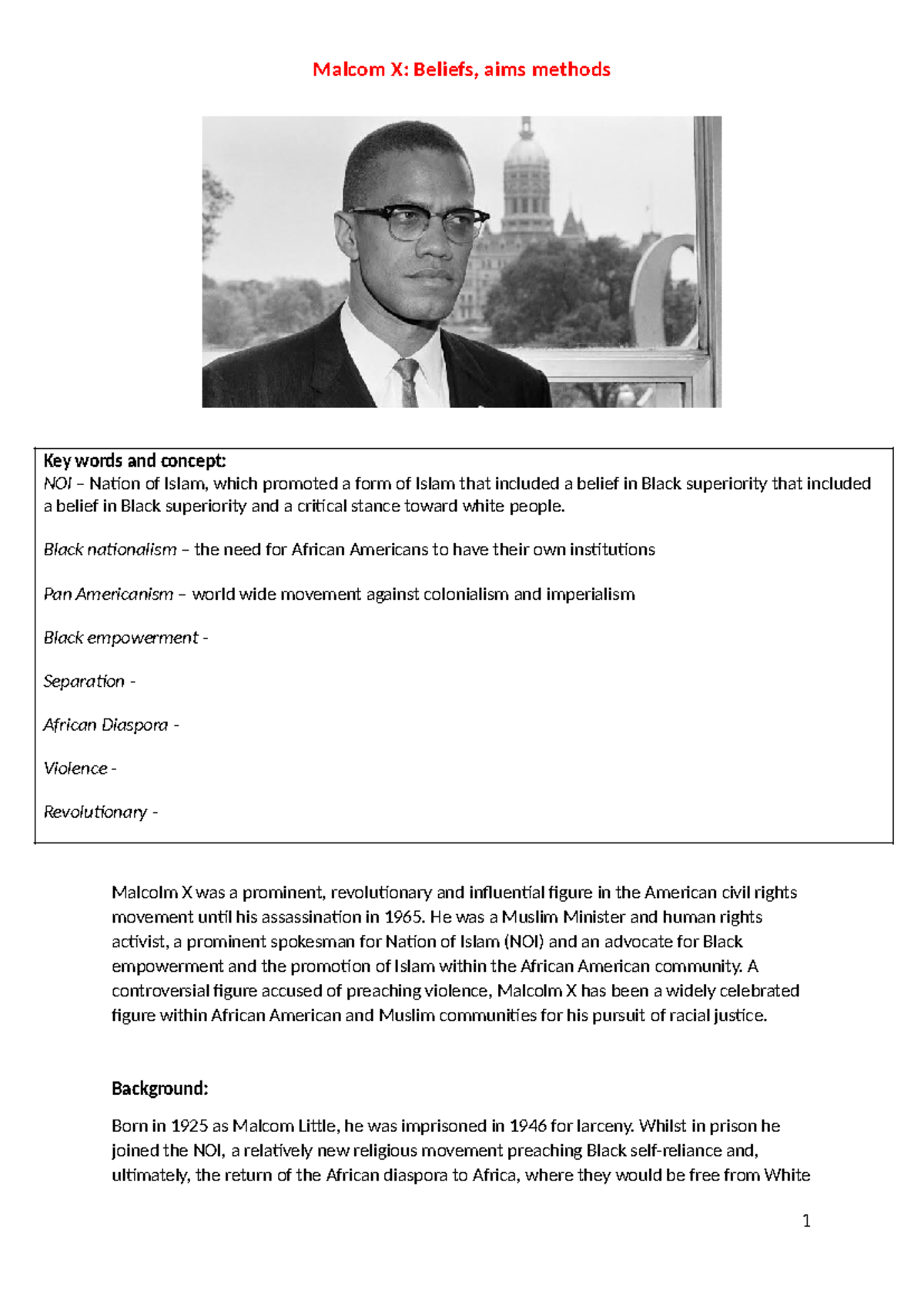 Malcolm X: Beliefs, Aims, and Methods in the Civil Rights Movement ...