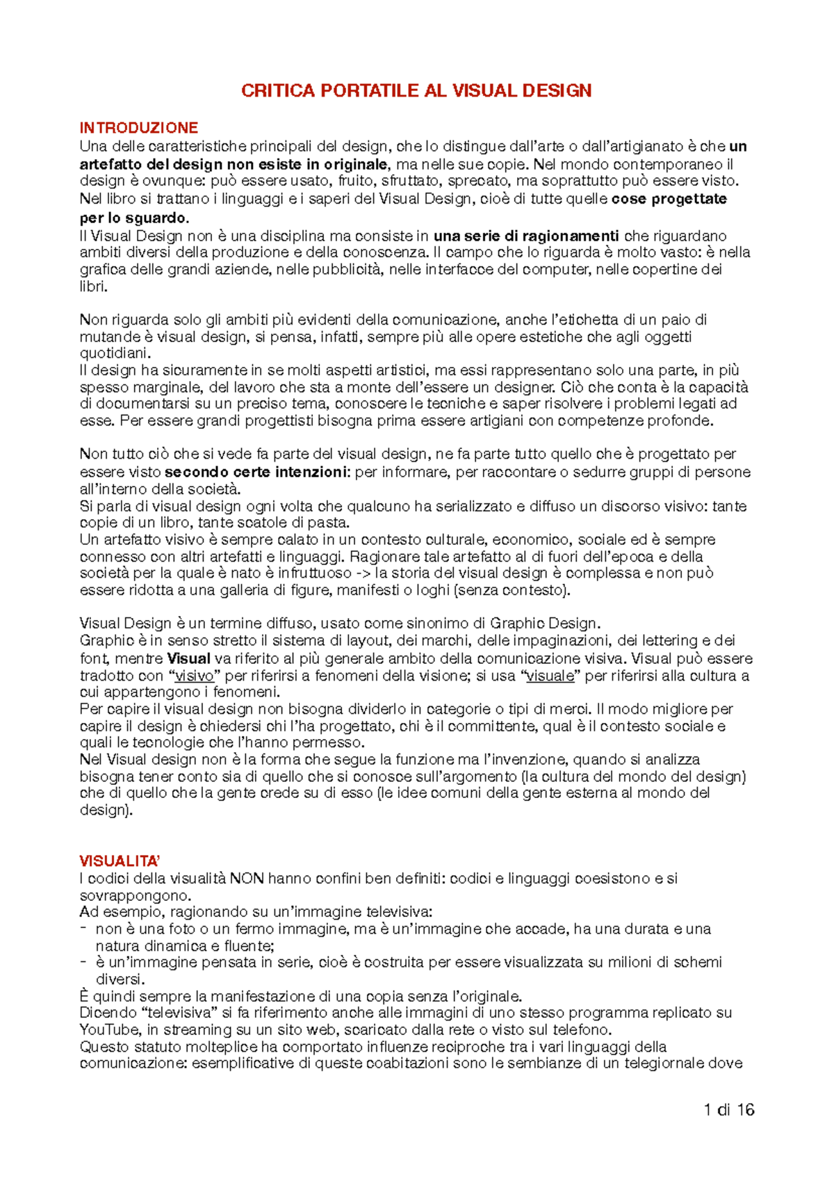 Riassunto di "Critica Portatile al Visual Design" - COMUNIC VISIVA ...