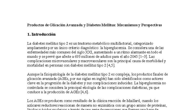 Productos de Glicación Avanzada y Diabetes Mellitus: Mecanismos y ...