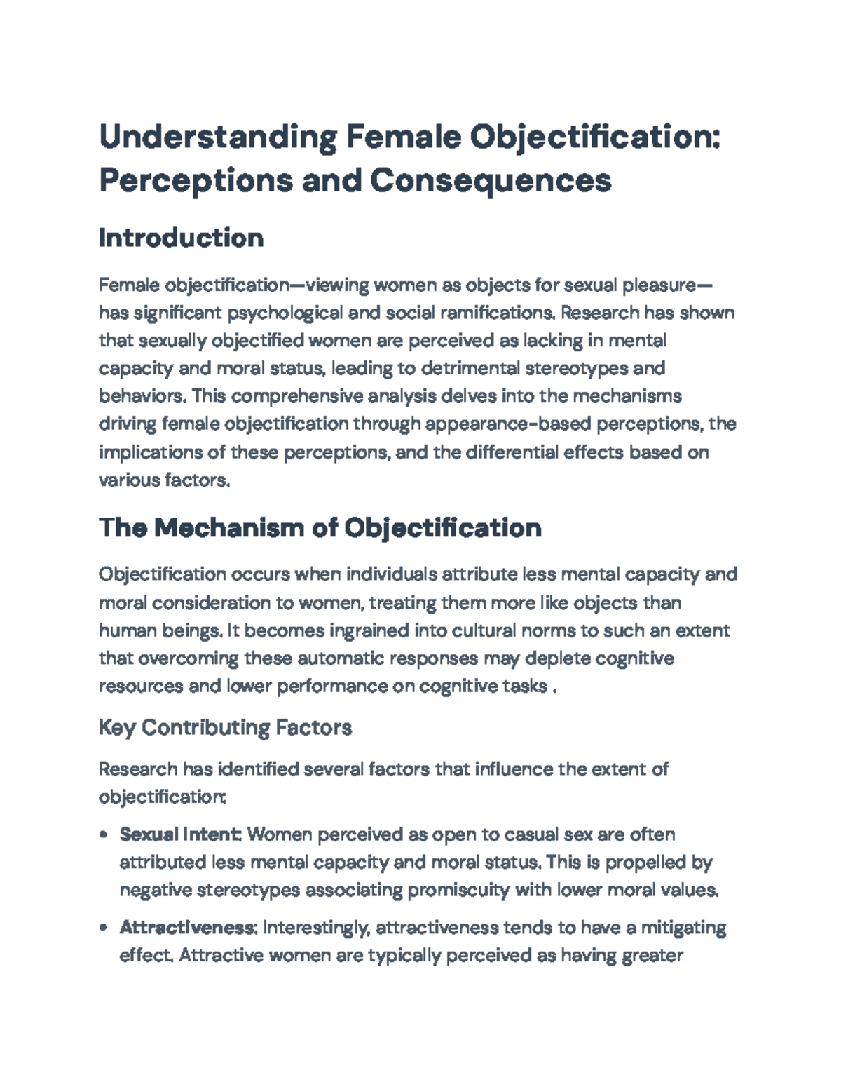 Understanding Female Objectification: Mechanisms & Implications ...