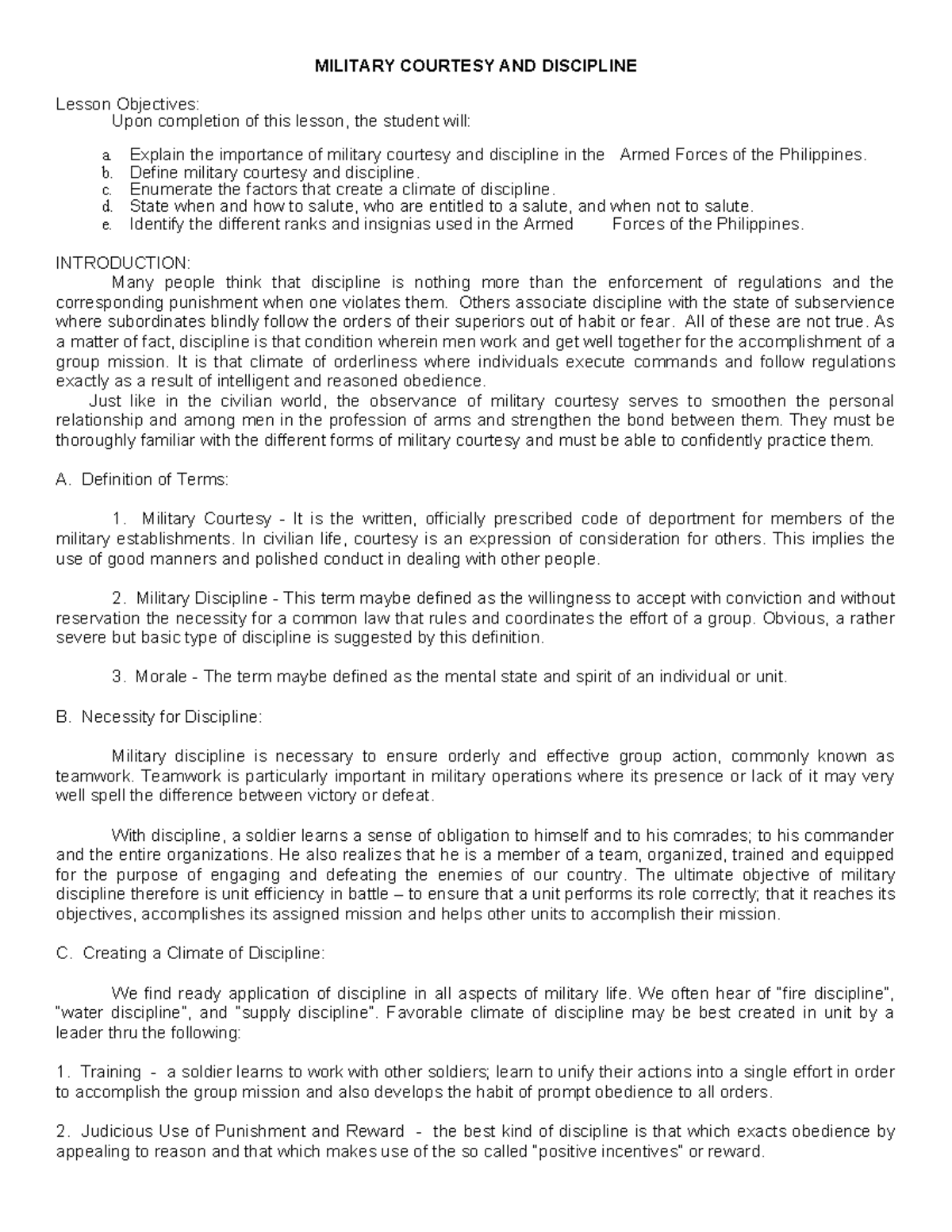 Military Courtesy and Discipline: Essential Lessons in Military Conduct ...