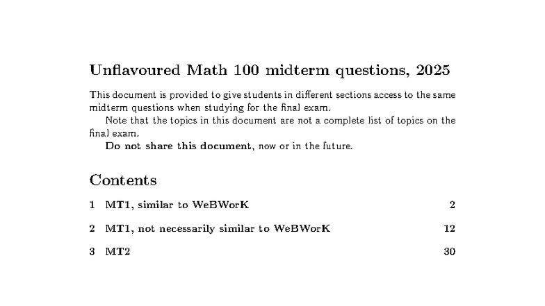 Math 100 Midterm Questions & Answers for Final Exam Prep 2025 - Studocu