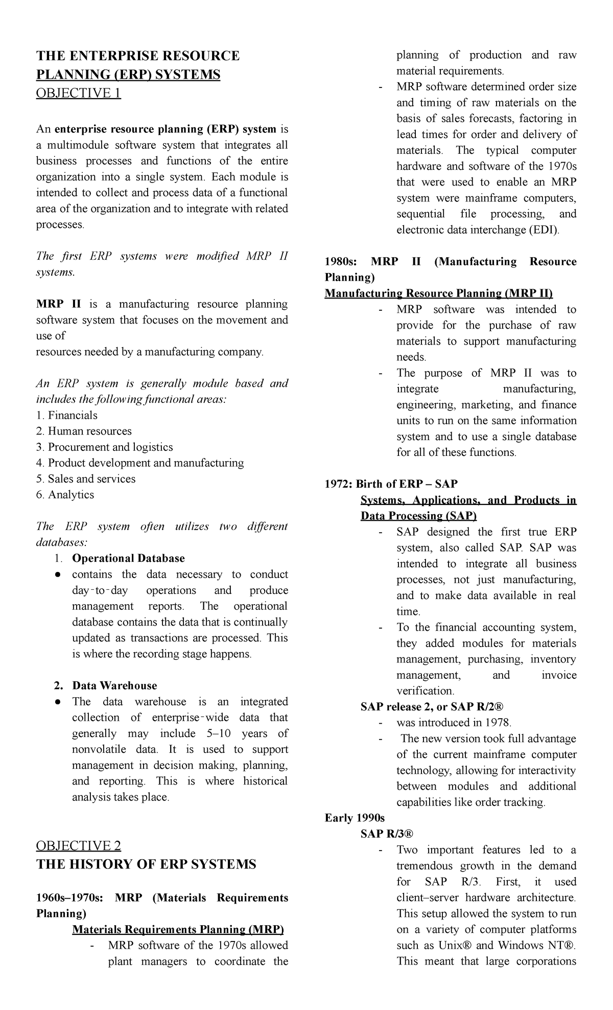 CH6-AIS2: ERP Systems Overview and Implementation Insights - Studocu