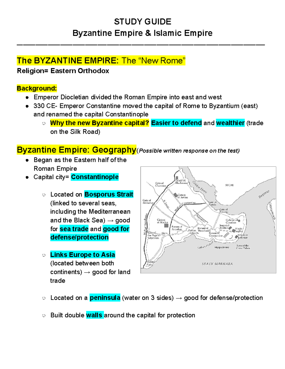 Byzantine & Islamic Empires Study Guide: Key Concepts & Insights - Studocu