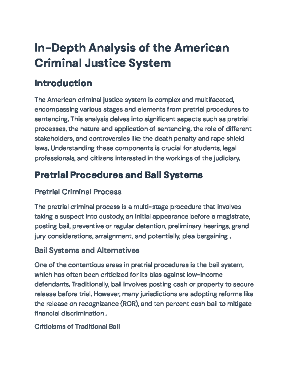 In-Depth Analysis of the American Criminal Justice System (Course Code ...
