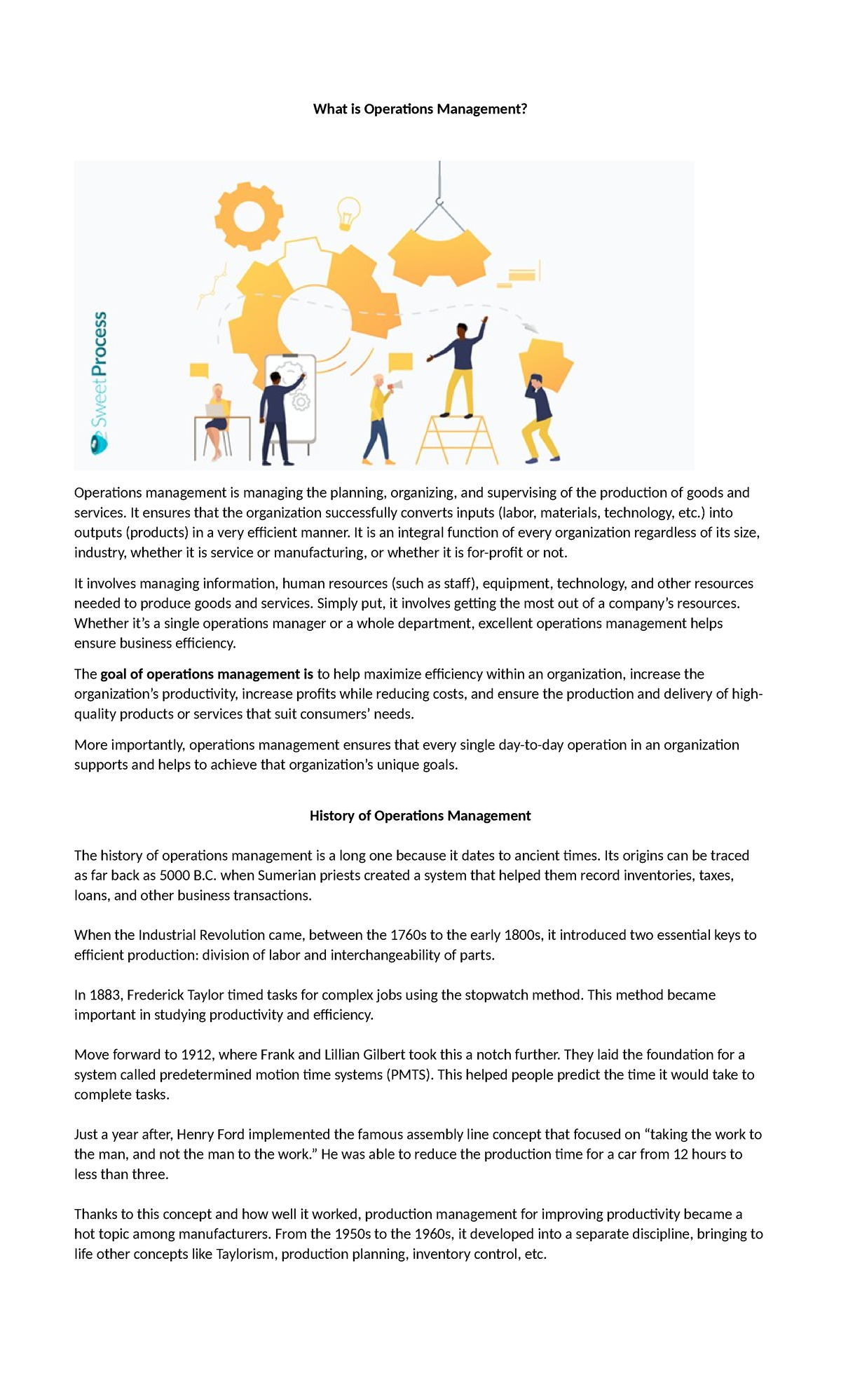 OM Module 1 - Overview of Operations Management in Tourism ...