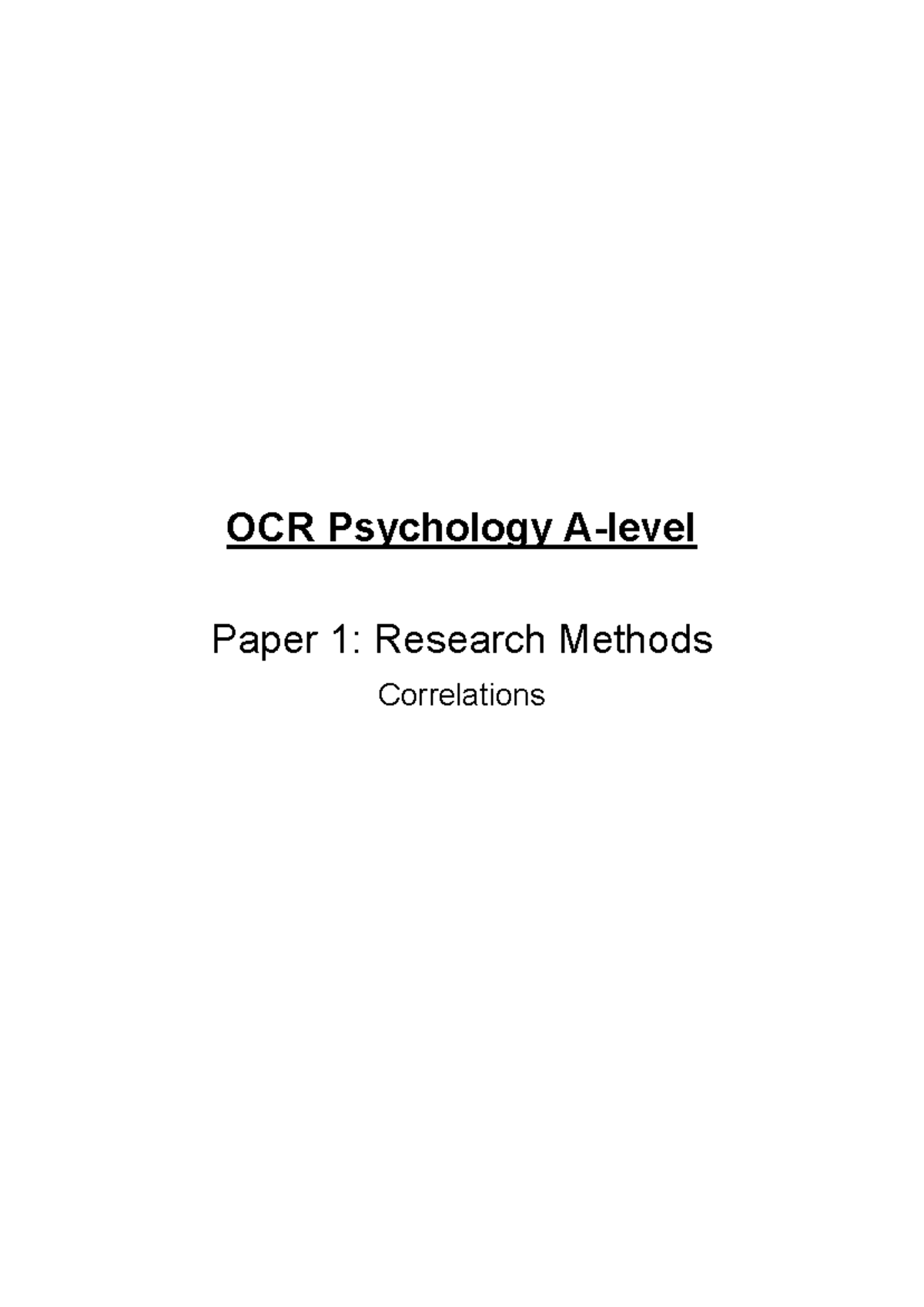 OCR Psychology A-Level: Research Methods - Correlations Notes - Studocu