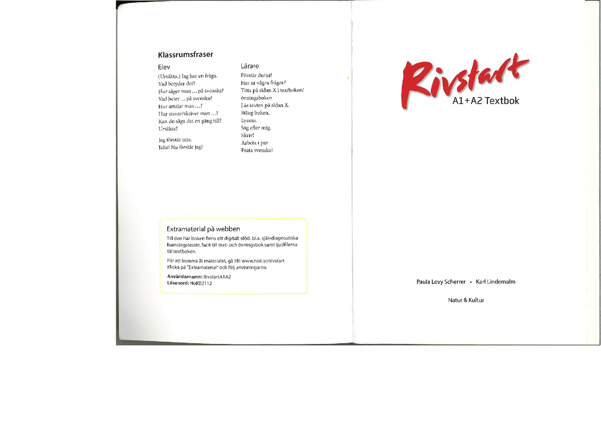 Rivstart A1-A2 Textbok: Comprehensive Guide for Beginners - Studocu