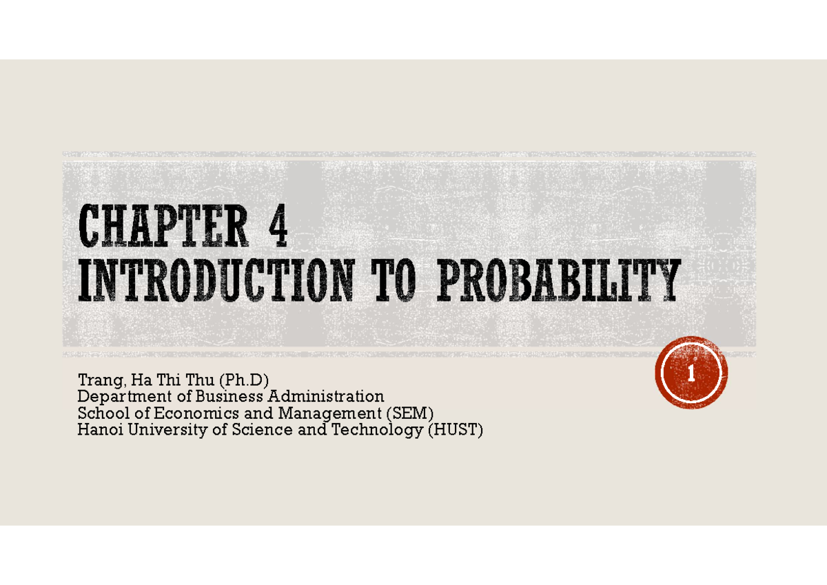 Applied Statistics - Experiments and Probability Concepts (MATH 101 ...