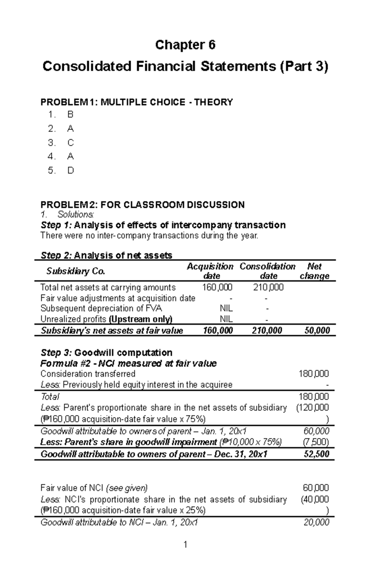 Chapter 6 Consolidated Financial Statements Solutions (Part 3) - Studocu