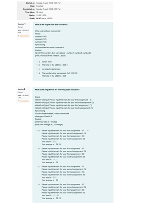 [Solved] What is the output from the execution of the following code - Visual Programming 1 ...