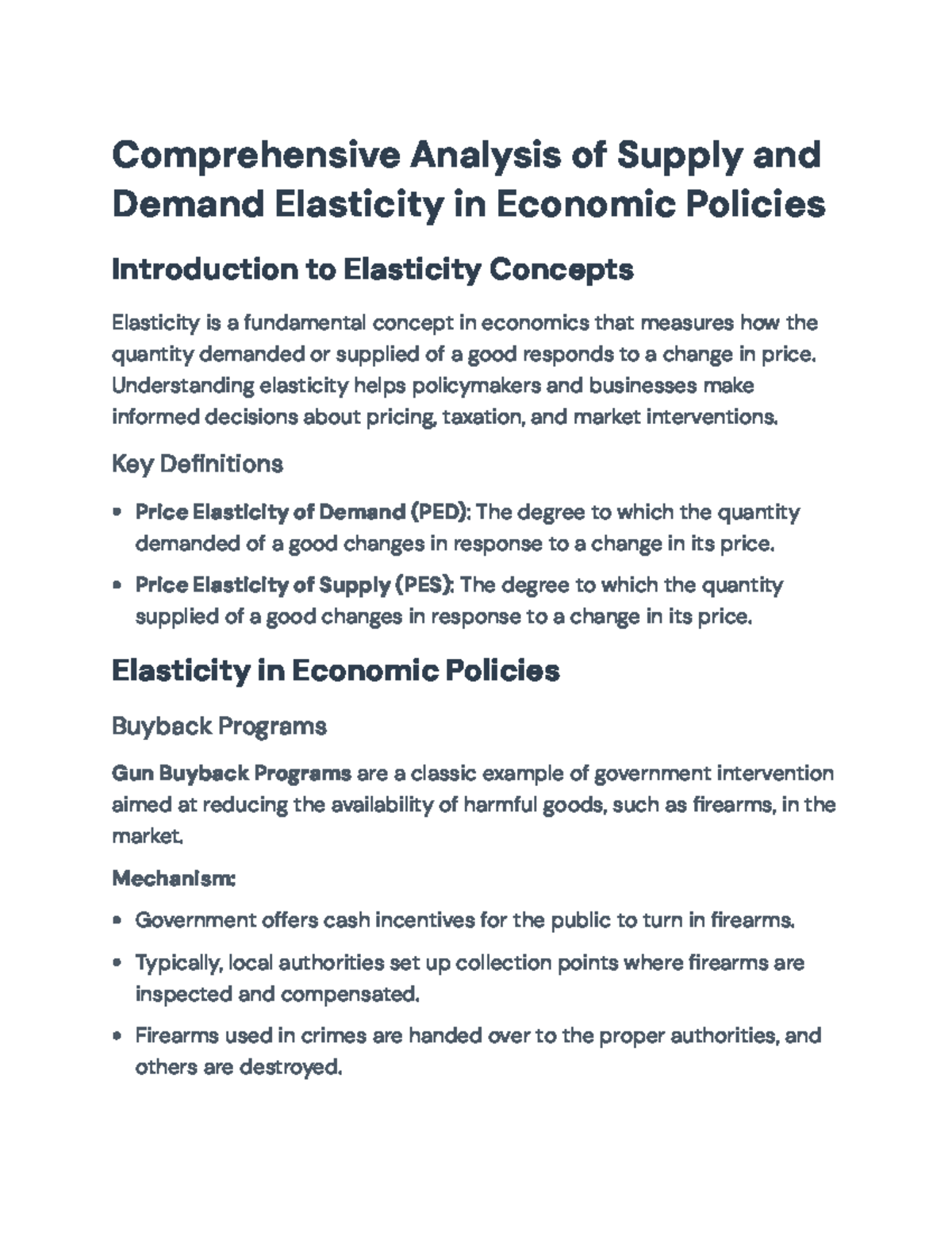 ECON 101: Elasticity Analysis in Economic Policies and Interventions ...