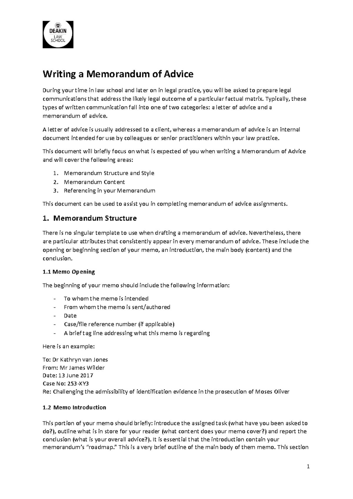 Writing a Memorandum of Advice (final) - 1 Writing a Memorandum of ...