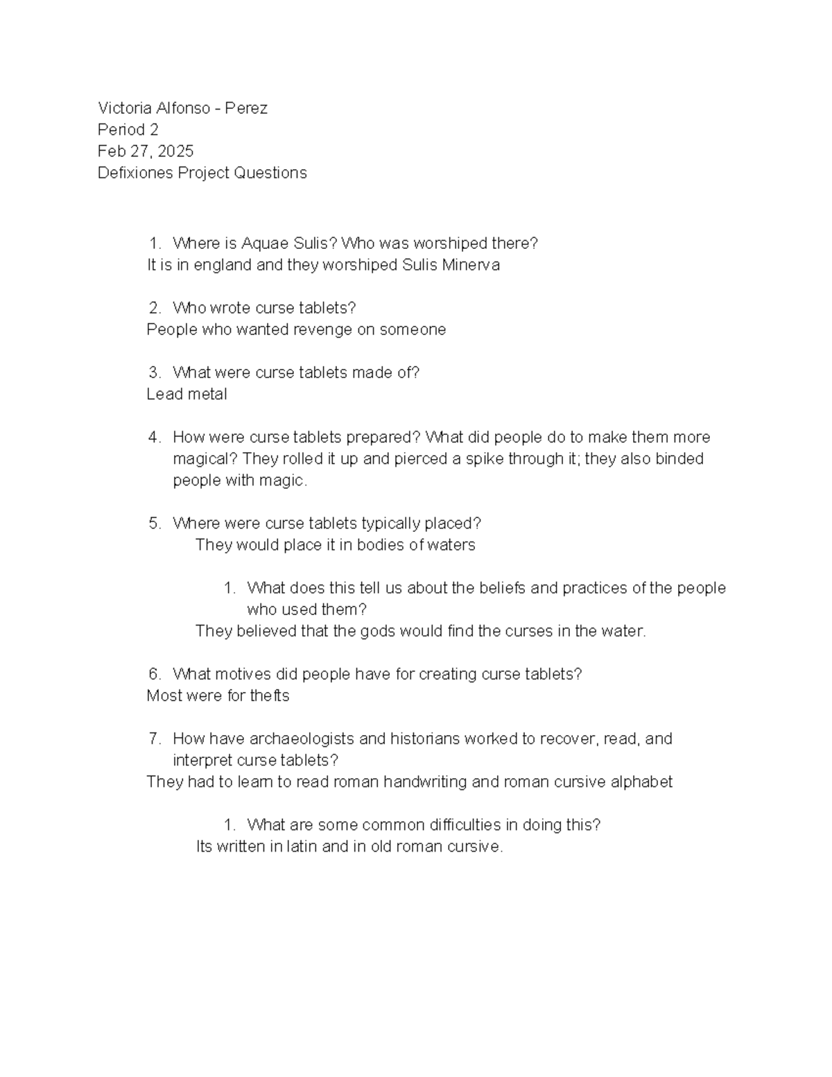Defixiones Project Qs - Victoria Alfonso Period 2 Analysis - Studocu