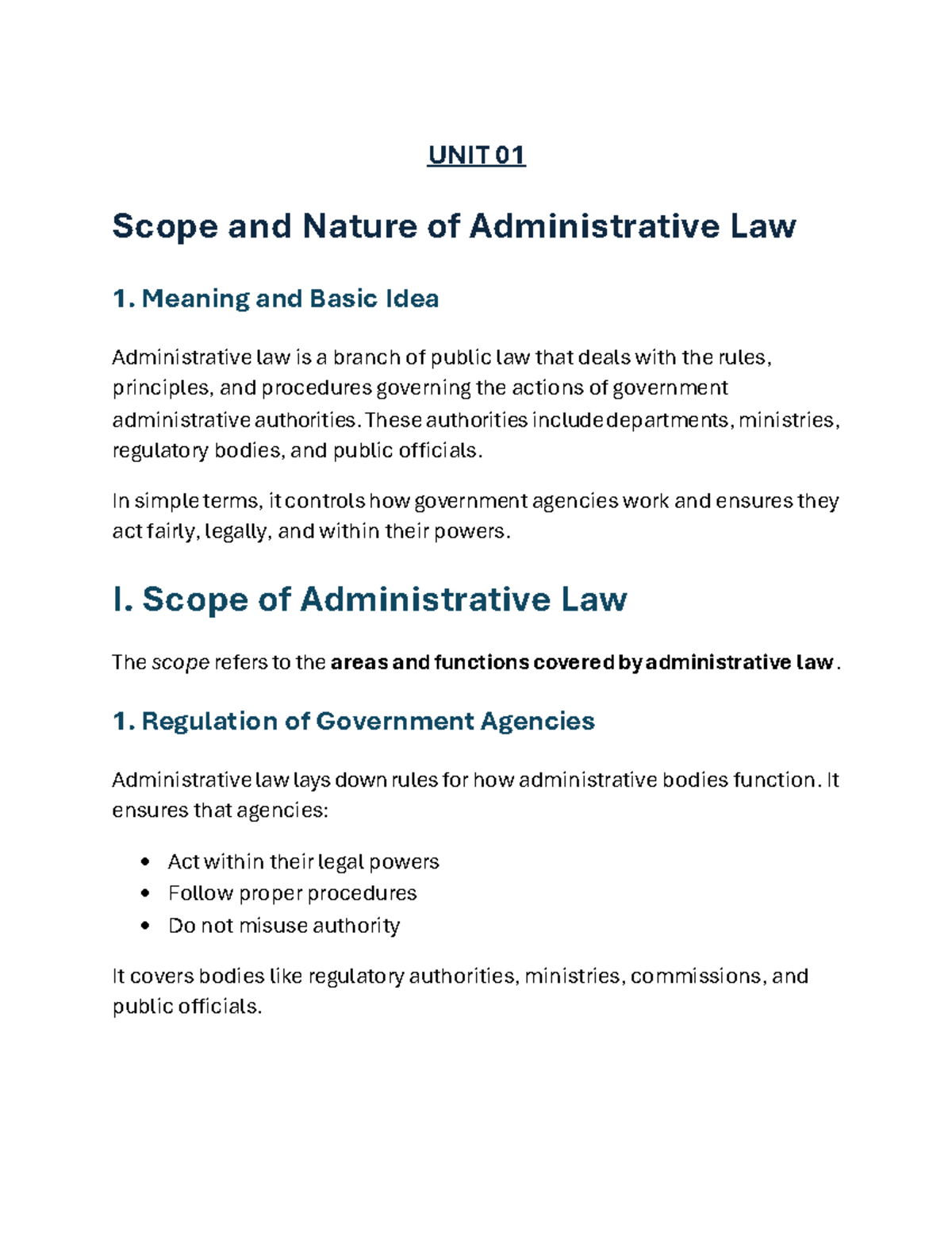 ADMIN 101: Scope and Nature of Administrative Law Overview - Studocu