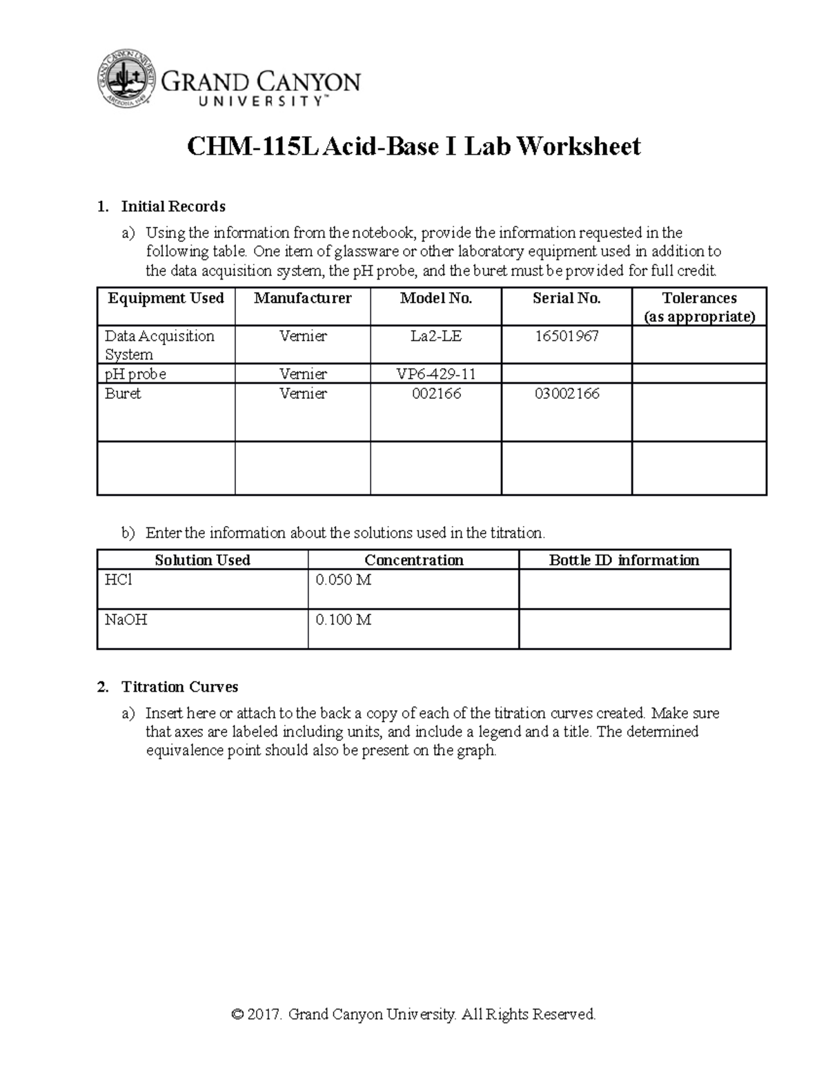 CHM-115L Final Lab Report: Acid-Base Titration Methods and Data - Studocu