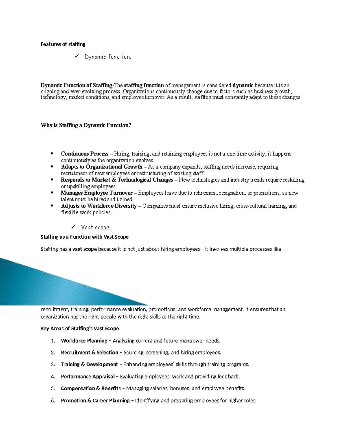 Dynamic function of staffing in management: key features and scope ...