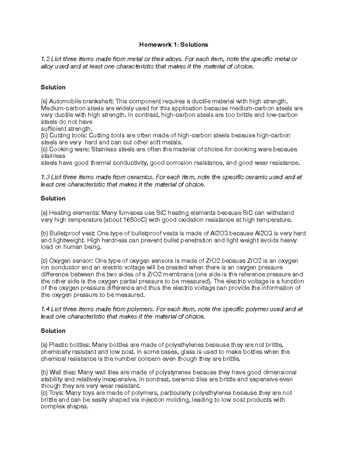 Homework 1: Solutions for Materials Science Course (ENGR 101) - Studocu