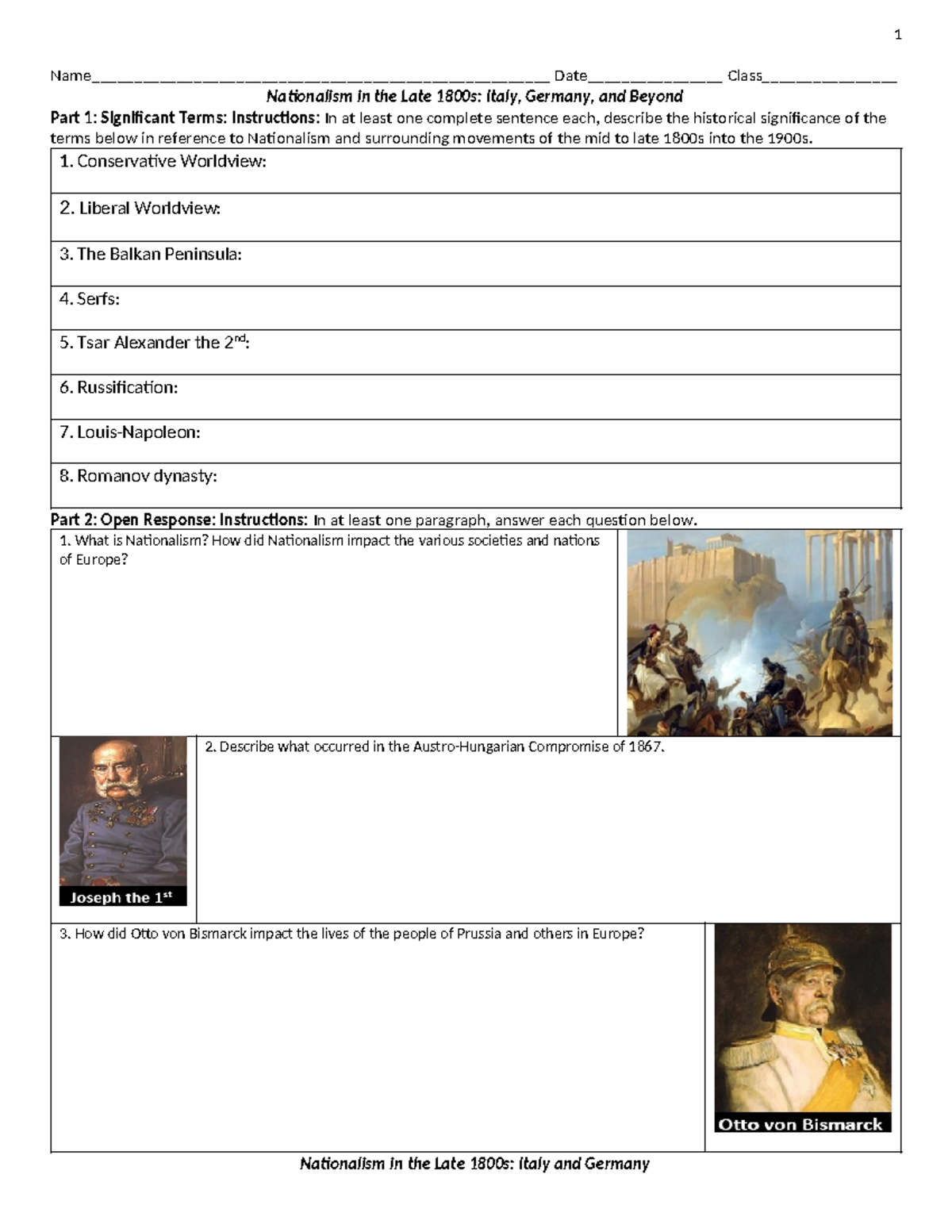 Nationalism in the Late 1800s: Italy & Germany - Key Terms & Impact ...