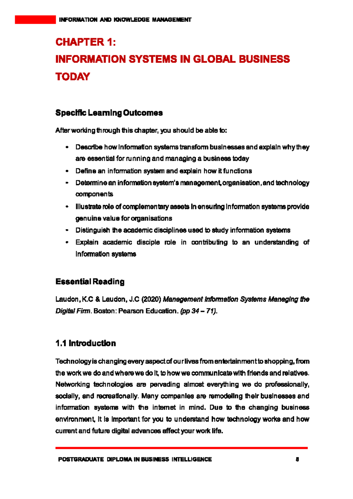 INFORMATION AND KNOWLEDGE MANAGEMENT CHAPTER 1: IS IN GLOBAL BUSINESS ...
