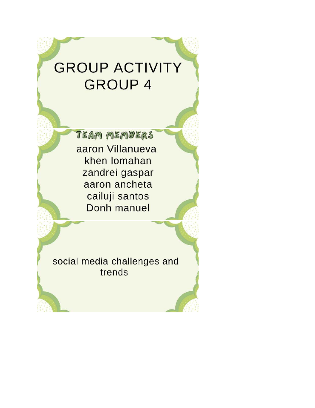 GROUP ACTIVITY: Social Media Challenges & Trends Analysis (Group 4 ...