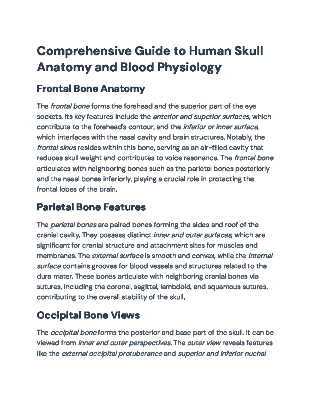 Comprehensive Overview of Human Skull Anatomy & Blood Physiology - Studocu