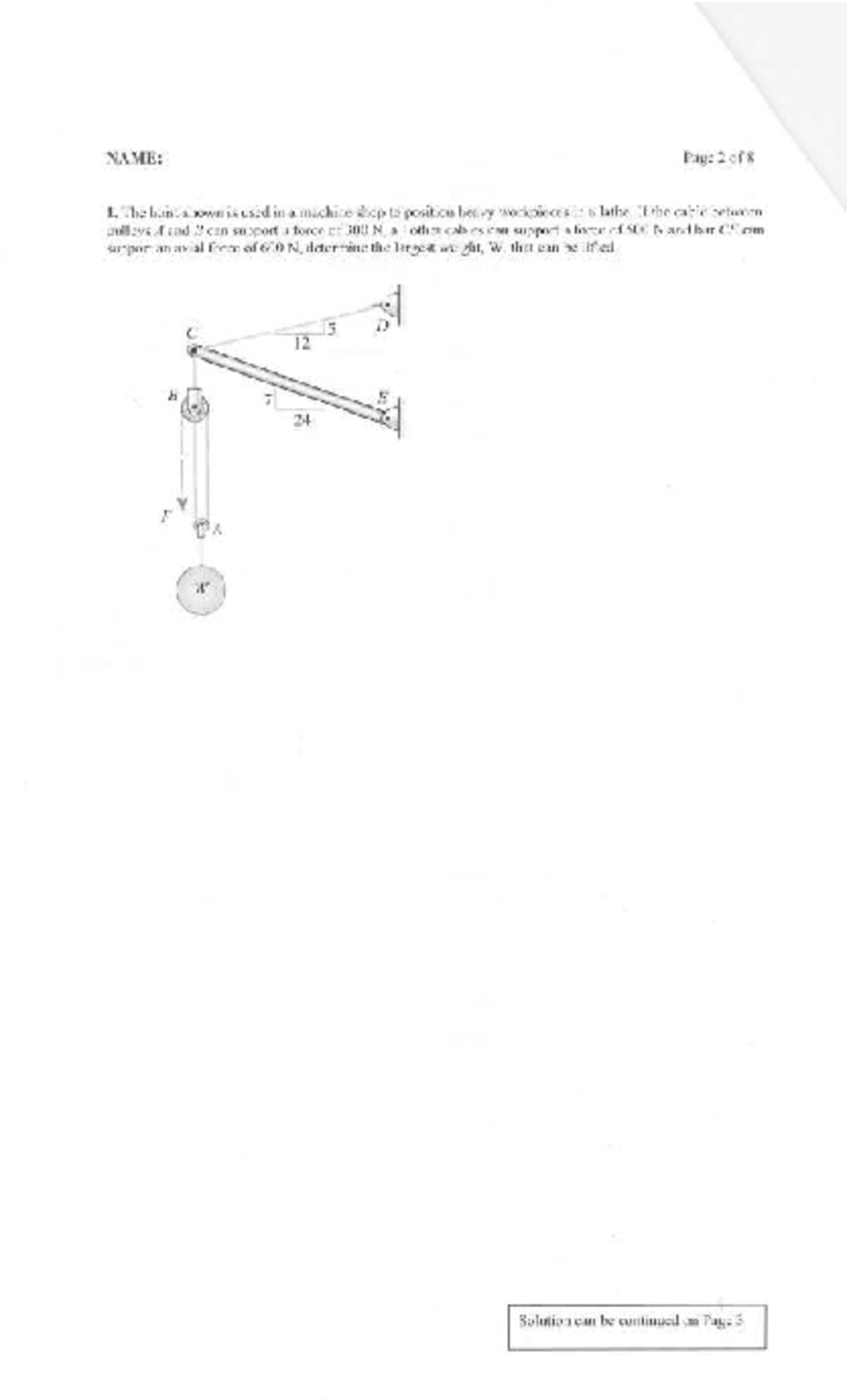 CIV100 22F Midterm: Hoist and Machine Forces Analysis - Studocu