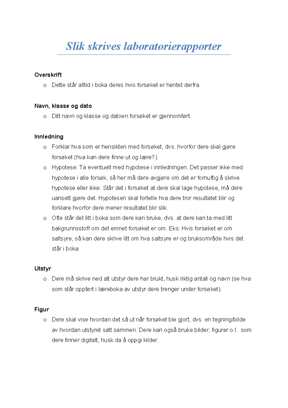 Laboratorierapport: Hvordan Skrive en Effektiv Lab Rapport - Studocu