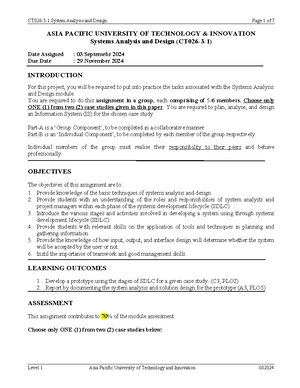 Tutorial 4 - Preliminary Investigation - CT026-3- SYSTEMS ANALYSIS AND DESIGN Tutorial 4: - Studocu