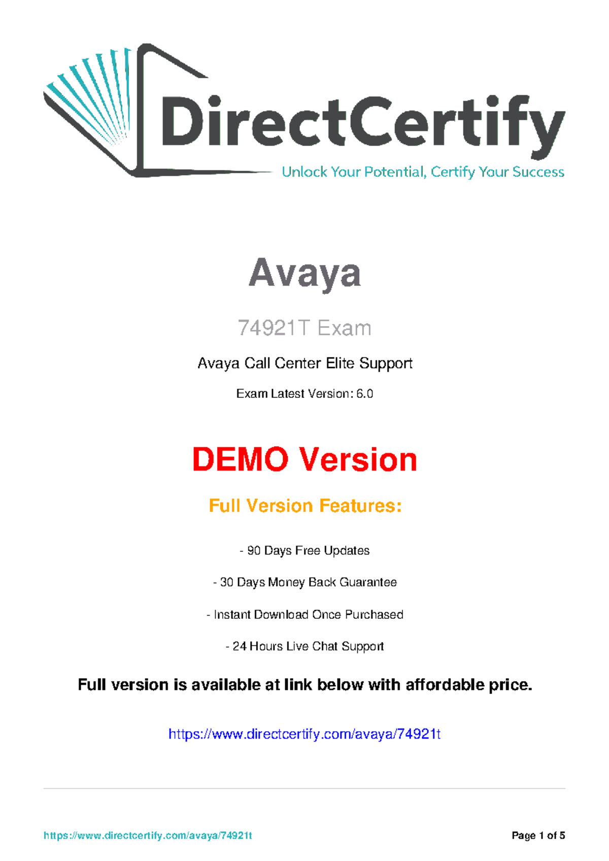 Avaya 74921T Exam: Call Center Elite Support Q&A Guide - Studocu