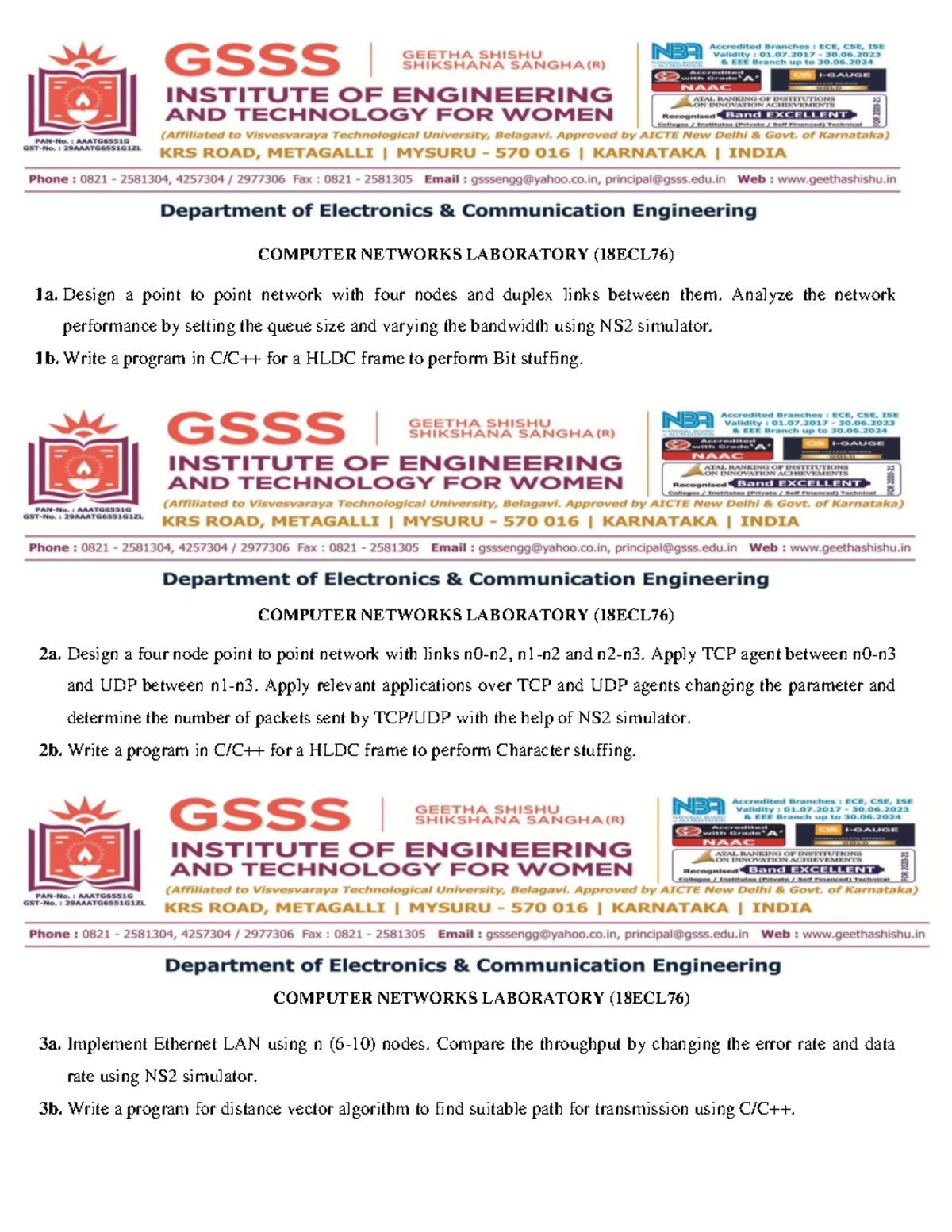 CN Lab Questions & Exercises (COMPUTER NETWORKS LAB 18ECL76) - Studocu
